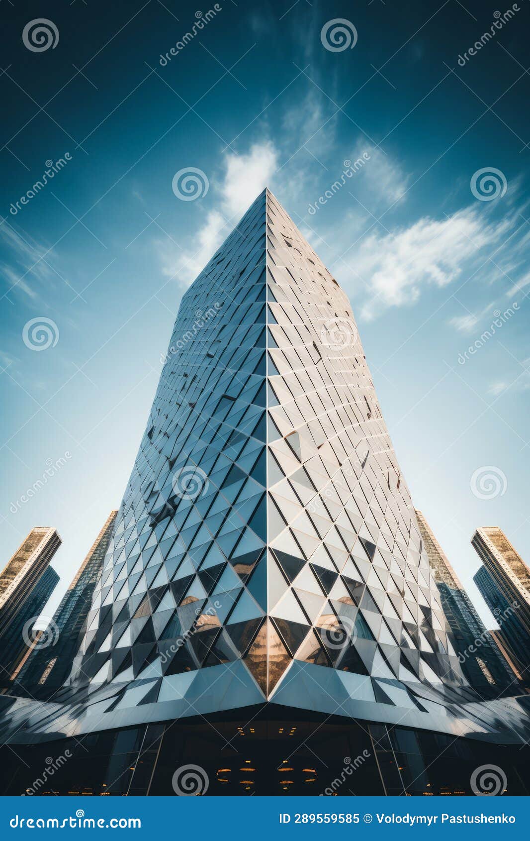 Tall Building with Triangular Design on the Side of it. Generative AI ...