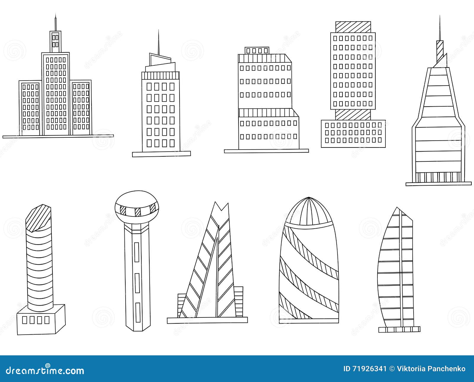 Tall Buildings Coloring Book Vector Stock Vector - Illustration of icon ...