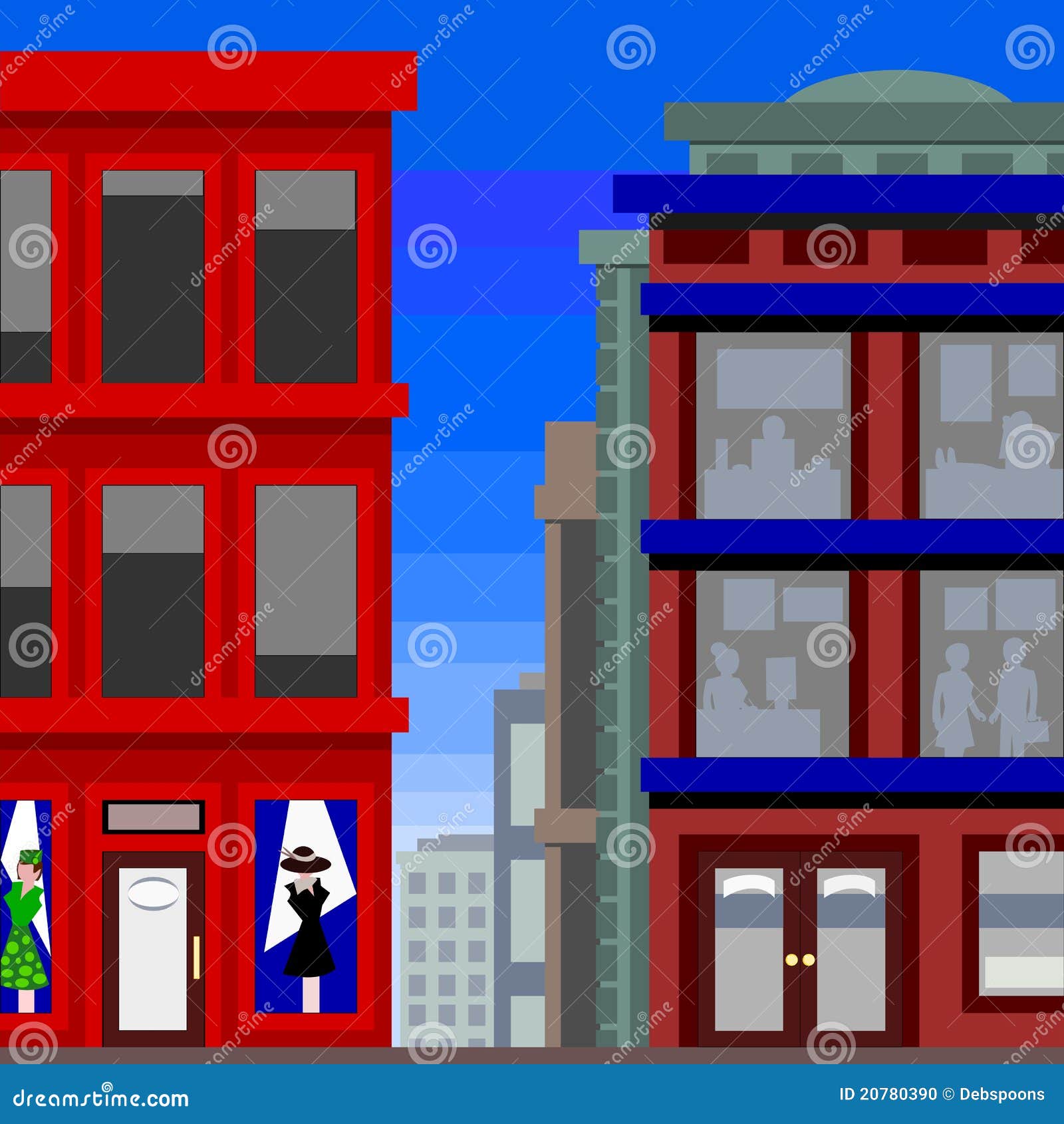 Tall Buildings with a Dress Shop Stock Vector - Illustration of ...