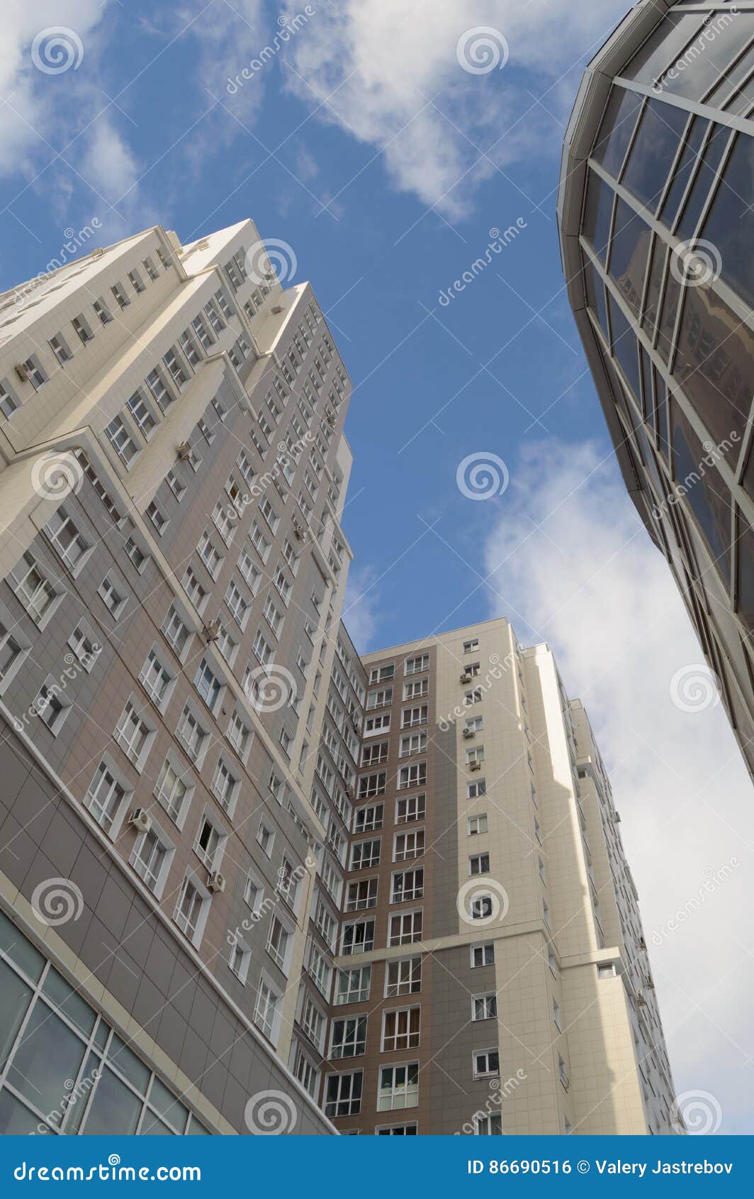 Tall Buildings Low Angle on Blue Sky Stock Photo - Image of angle ...