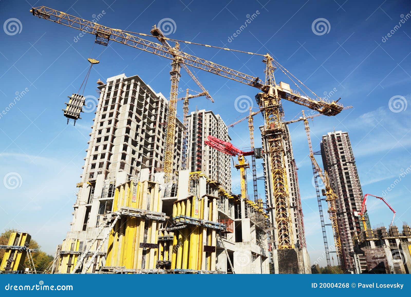 Tall Buildings Under Construction And Cranes Royalty Free Stock Photos ...