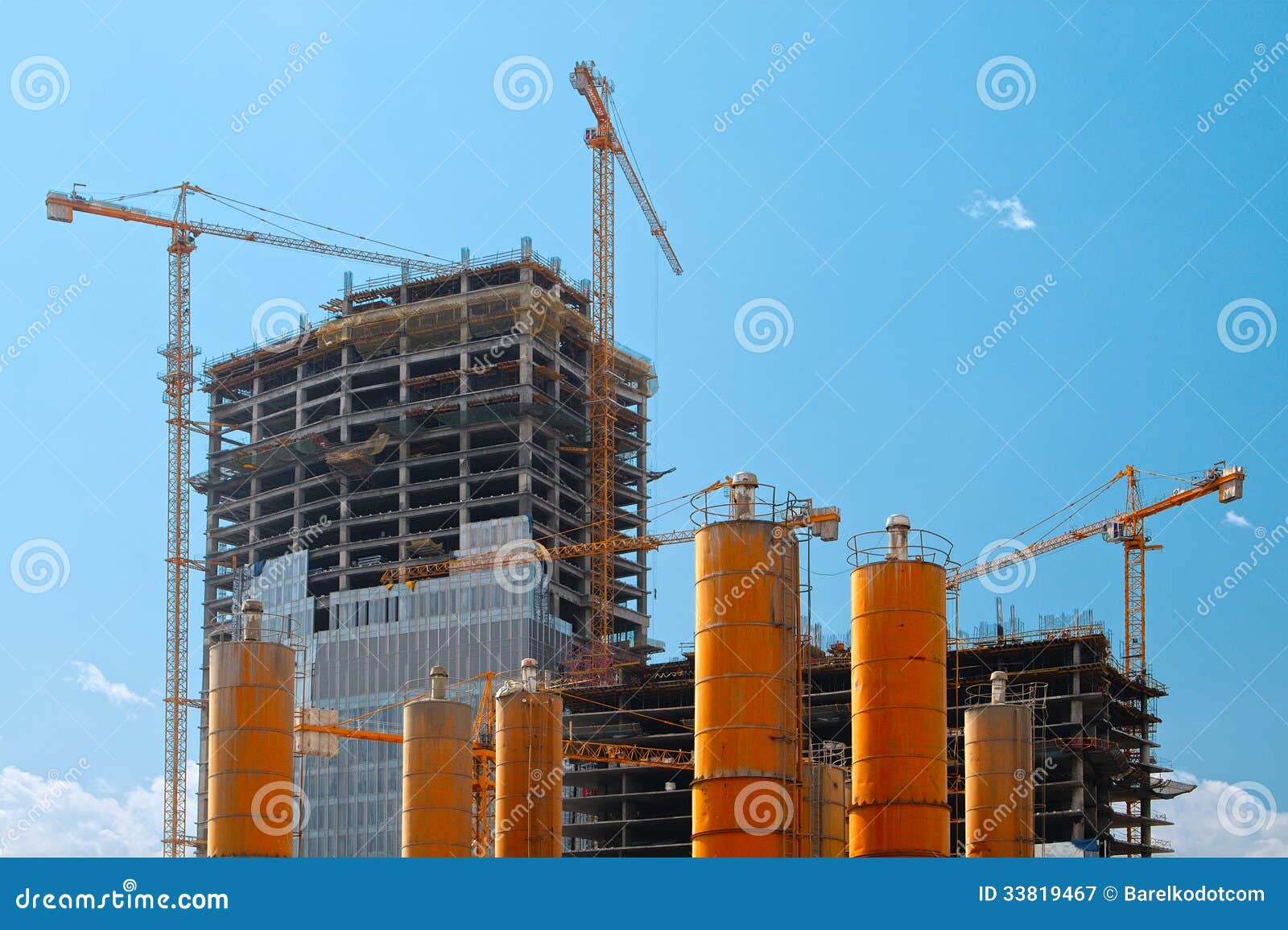 Tall Buildings Under Construction Stock Image - Image of city, cement ...