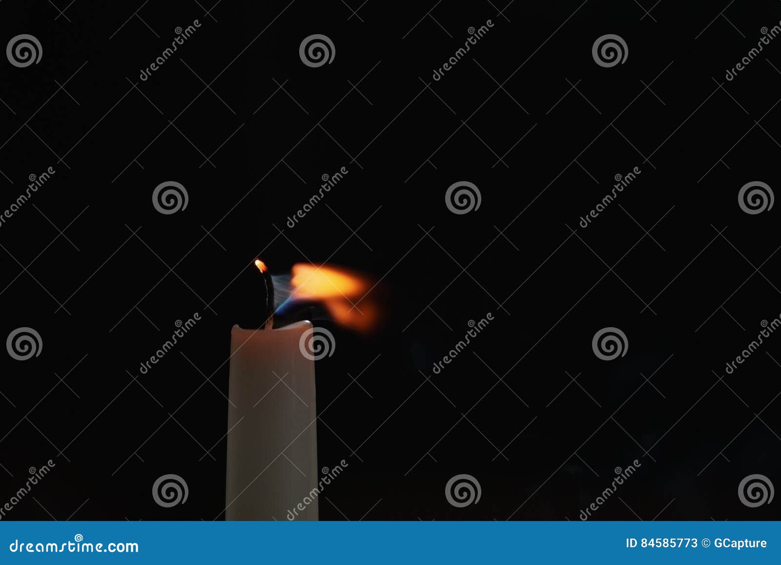 Tall Candle Blown Off in the Dark Environment Stock Image - Image of ...
