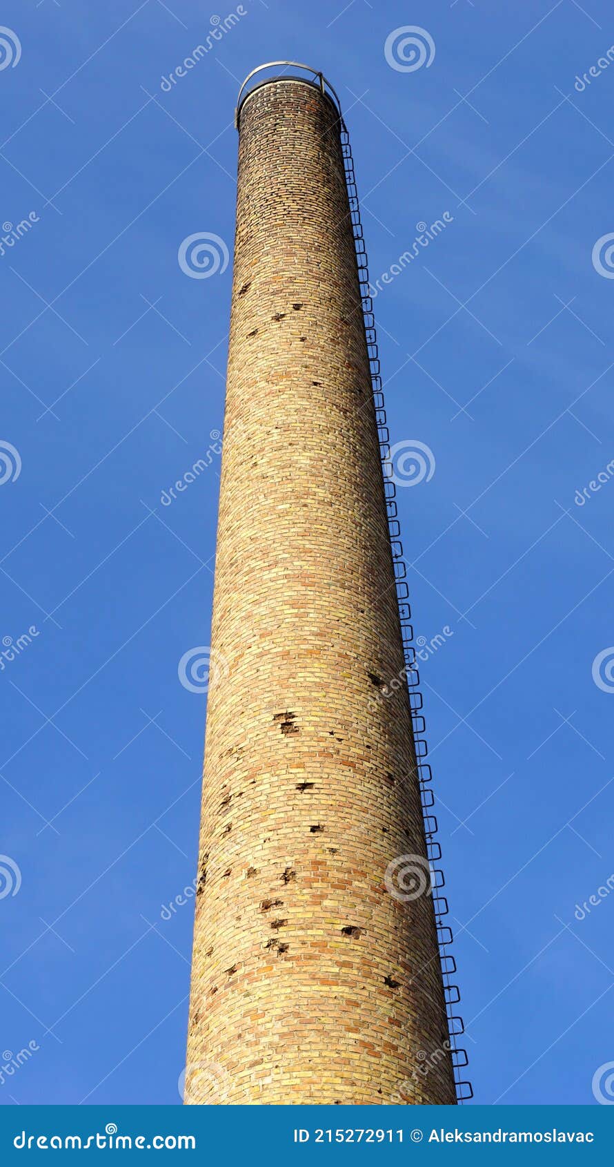 Chimney of an Old Factory Built of Yellow Bricks Stock Image - Image of ...