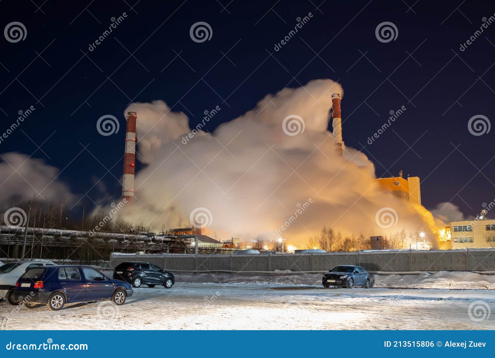 Tall Chimneys of a Large Factory Stock Photo - Image of backdrop, blue ...