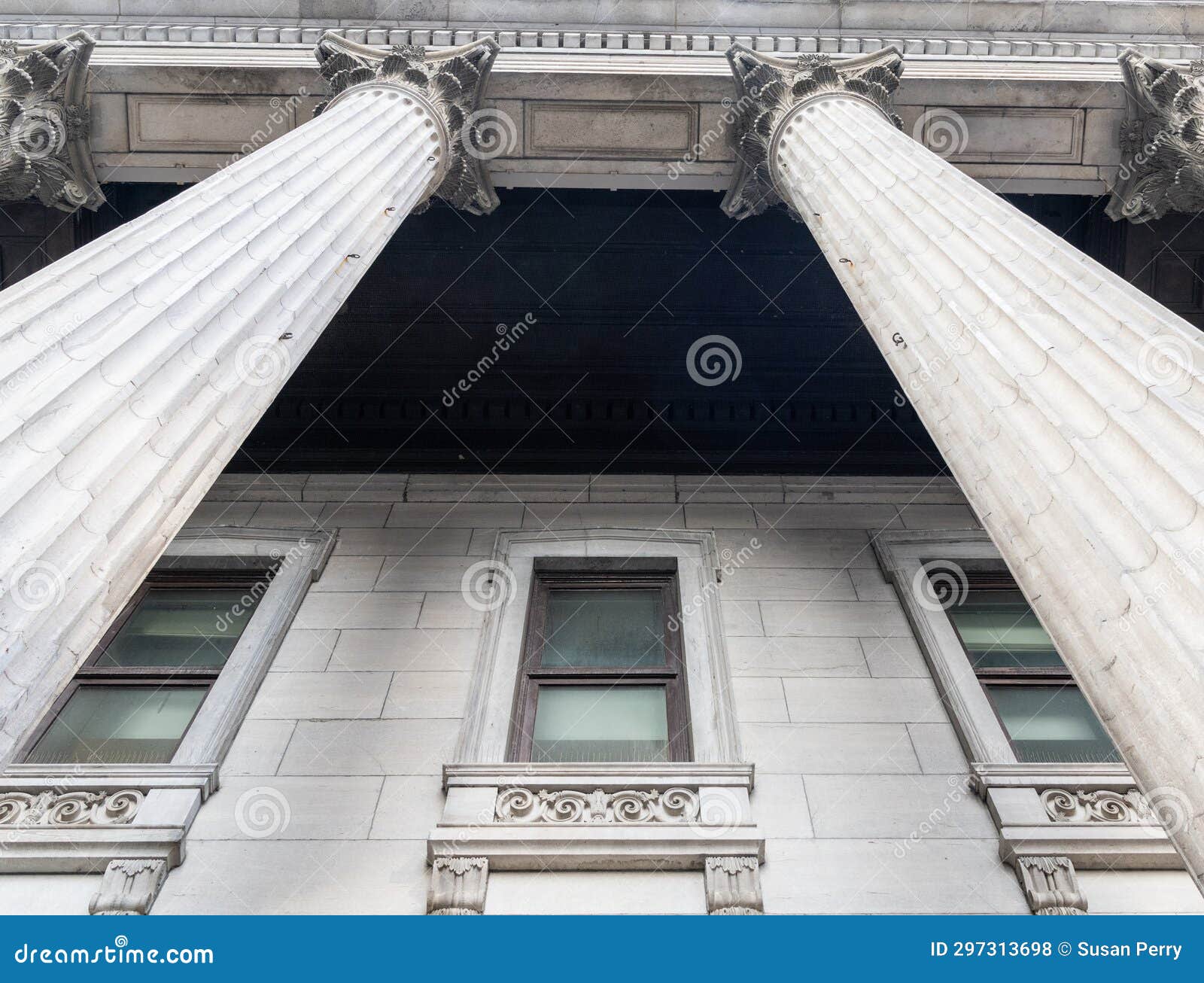 Tall Columns on Building with Windows Stock Photo - Image of symmetry ...