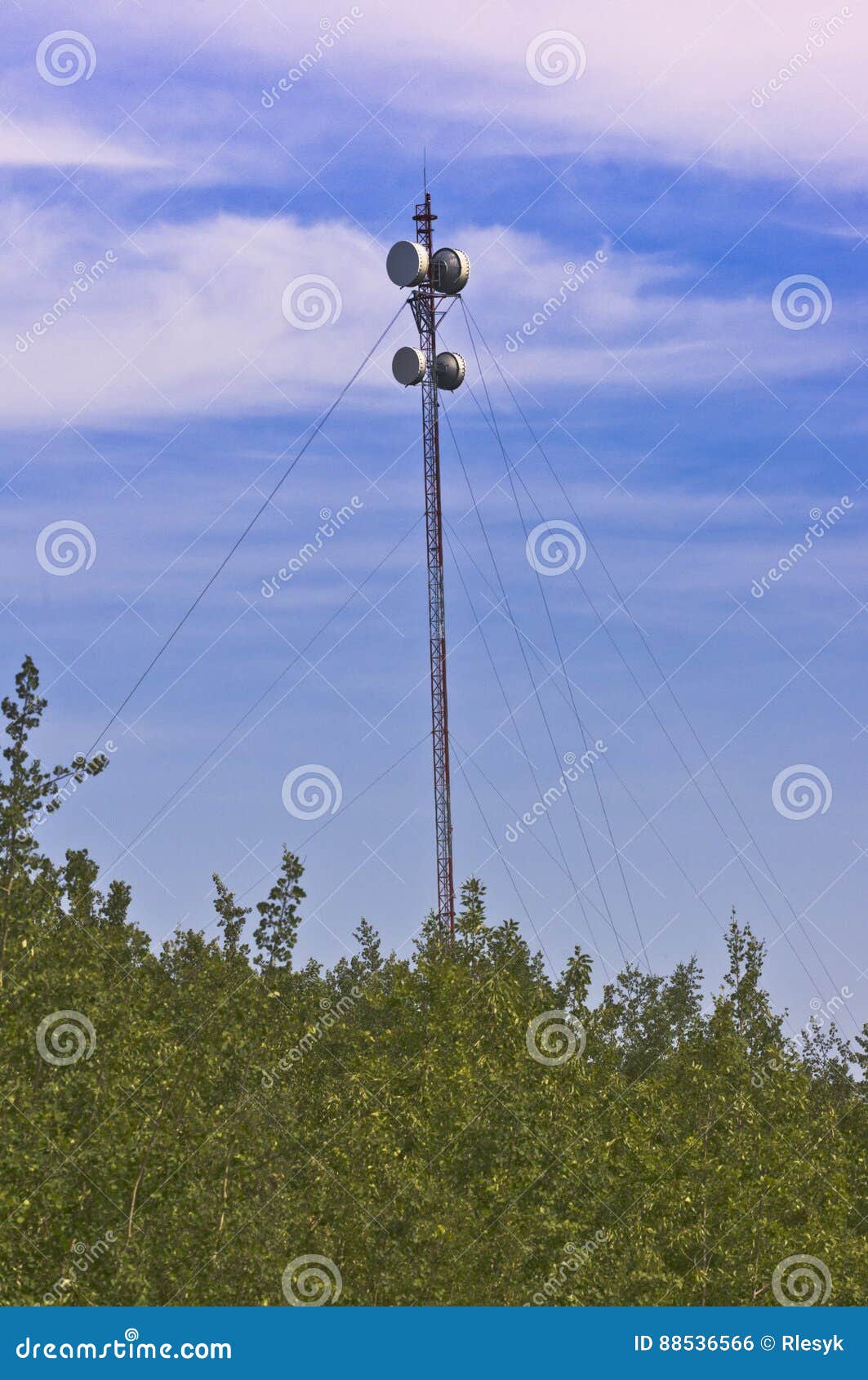 A Tall Communications Tower Stock Photo - Image of wires ...