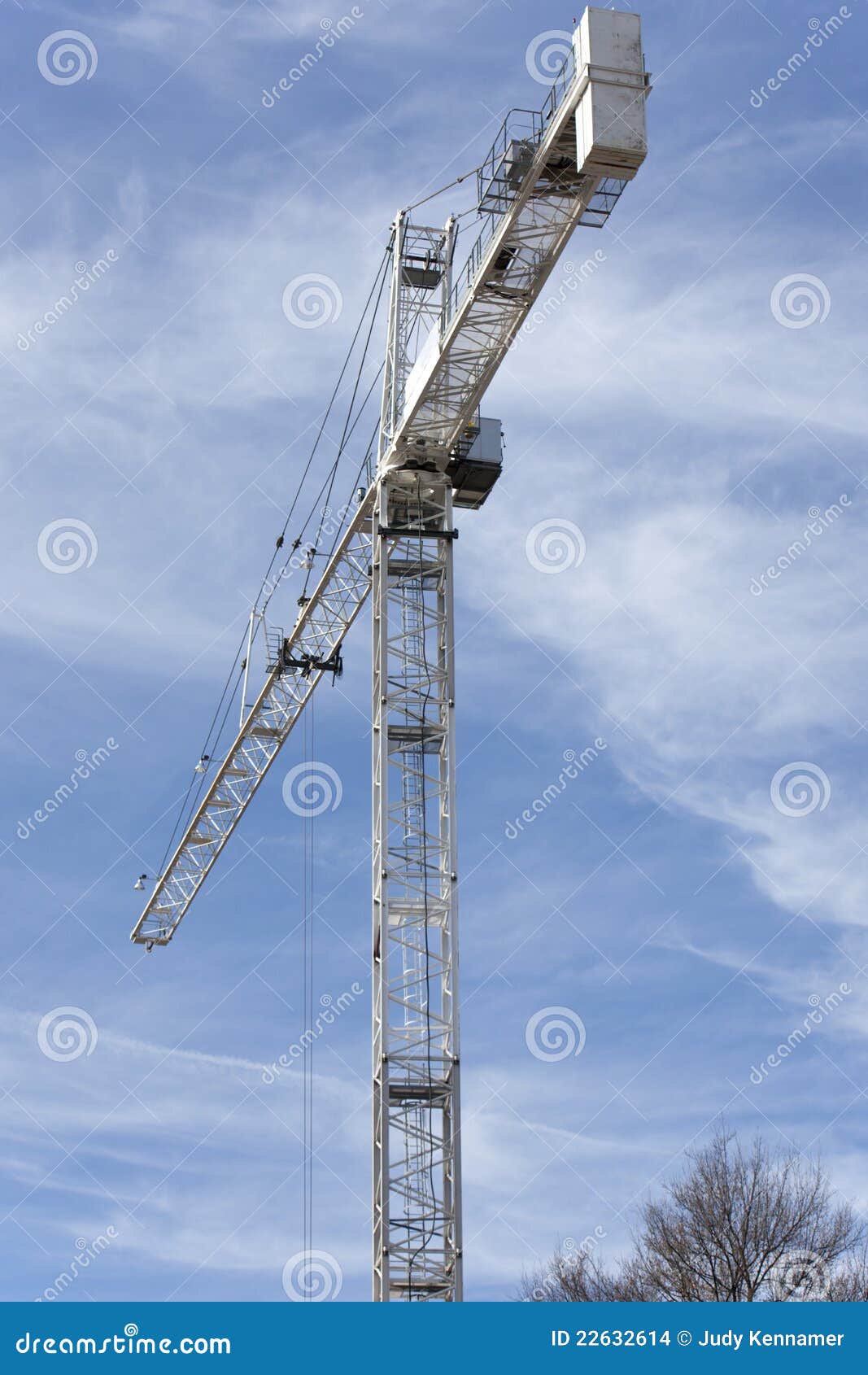 Tall Construction Crane with Blue Sky Stock Photo - Image of ...