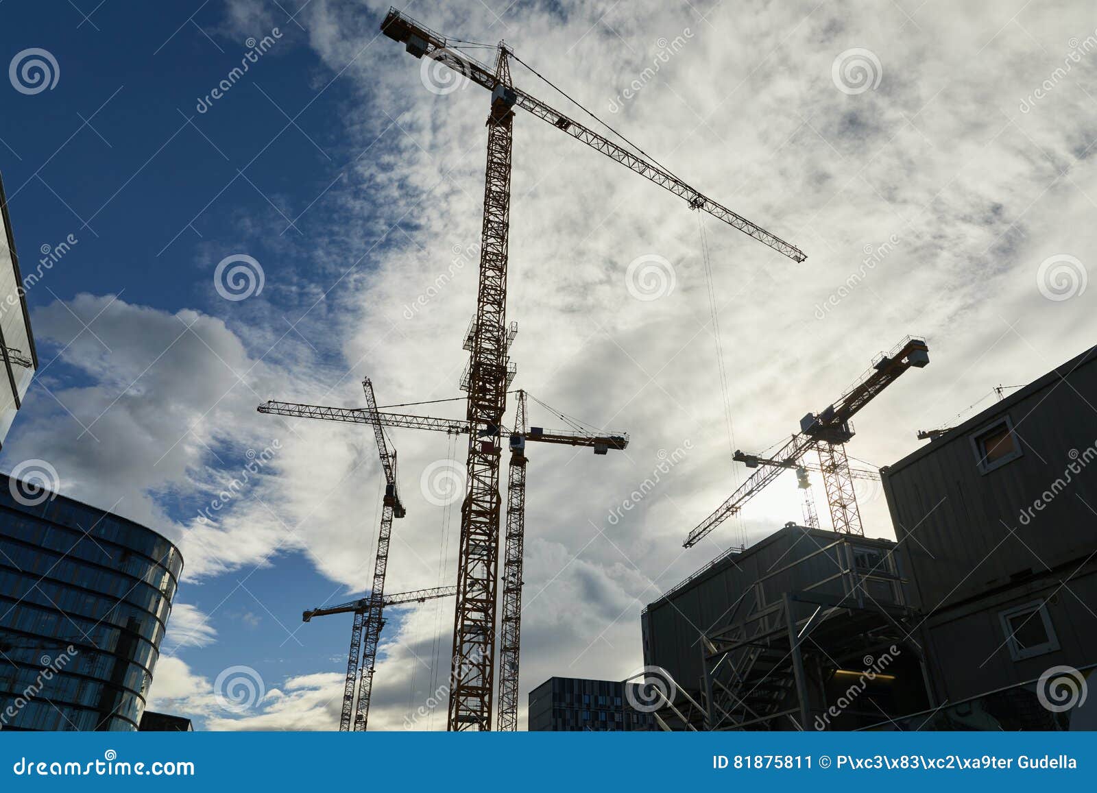 Tall Construction Cranes stock image. Image of constructing - 81875811
