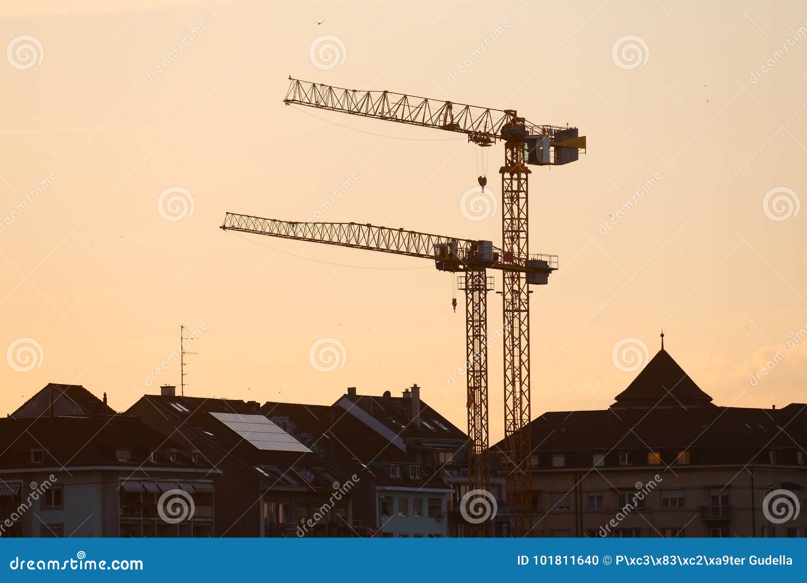 Tall Construction Cranes stock photo. Image of business - 101811640