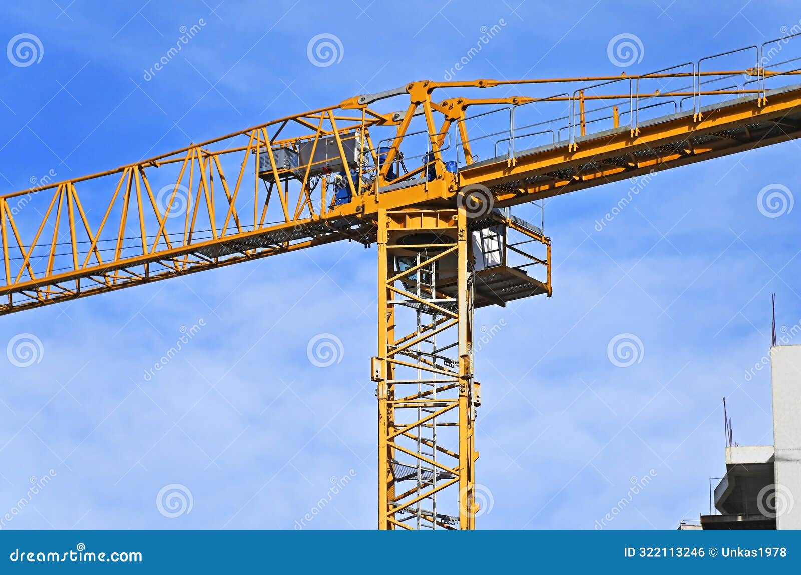 Construction Tower Crane Detail In Bright Red Color. Steel Truss ...
