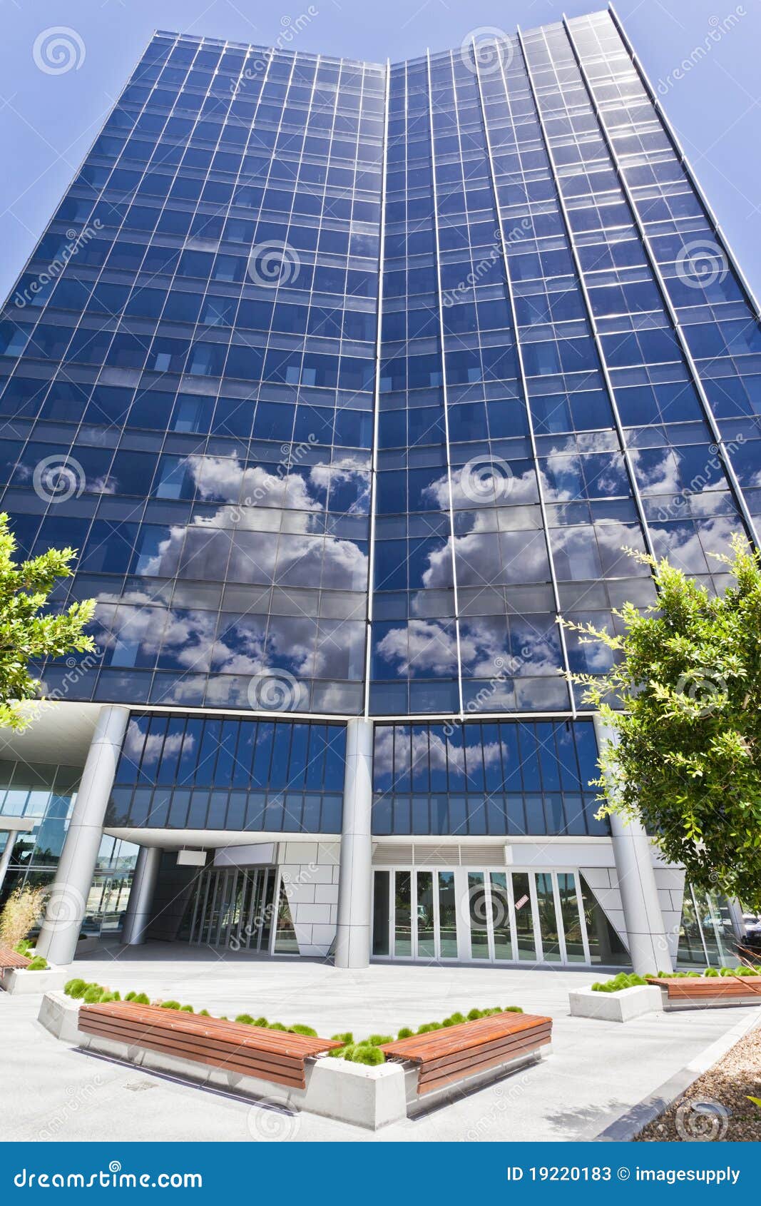 Tall Corporate Office Building Stock Image - Image of exterior, blue ...