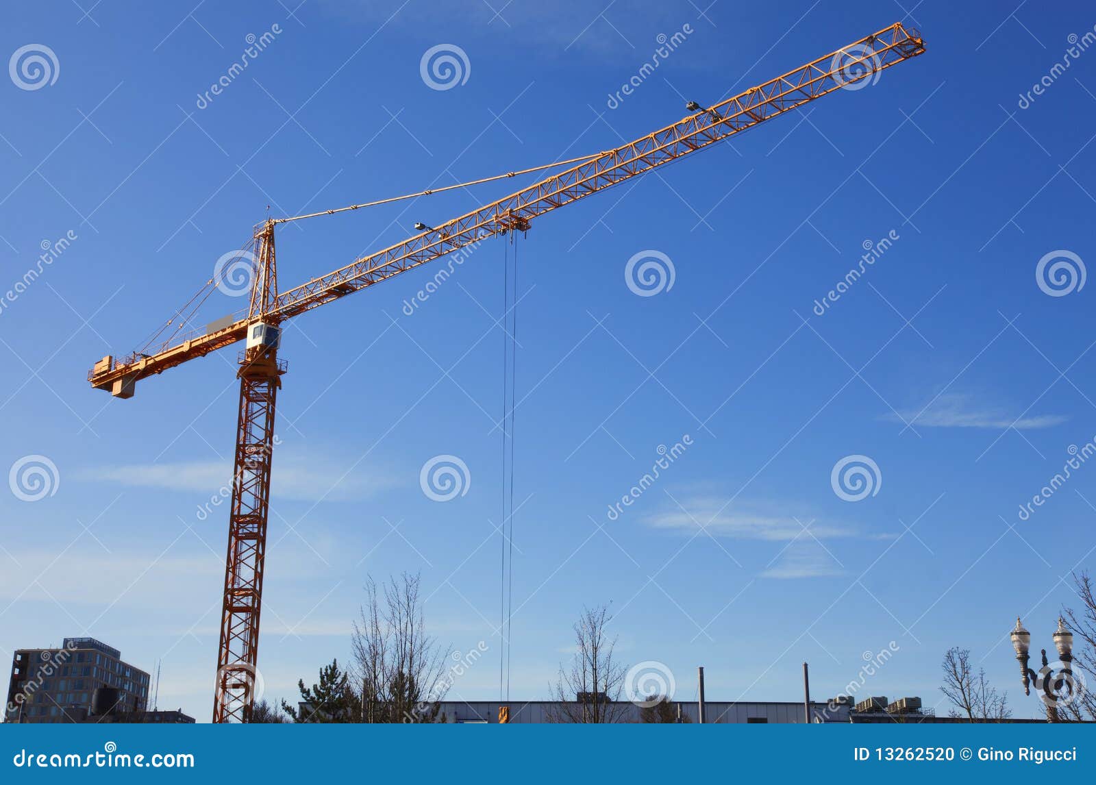 Tall crane at work. stock photo. Image of skies, structure - 13262520