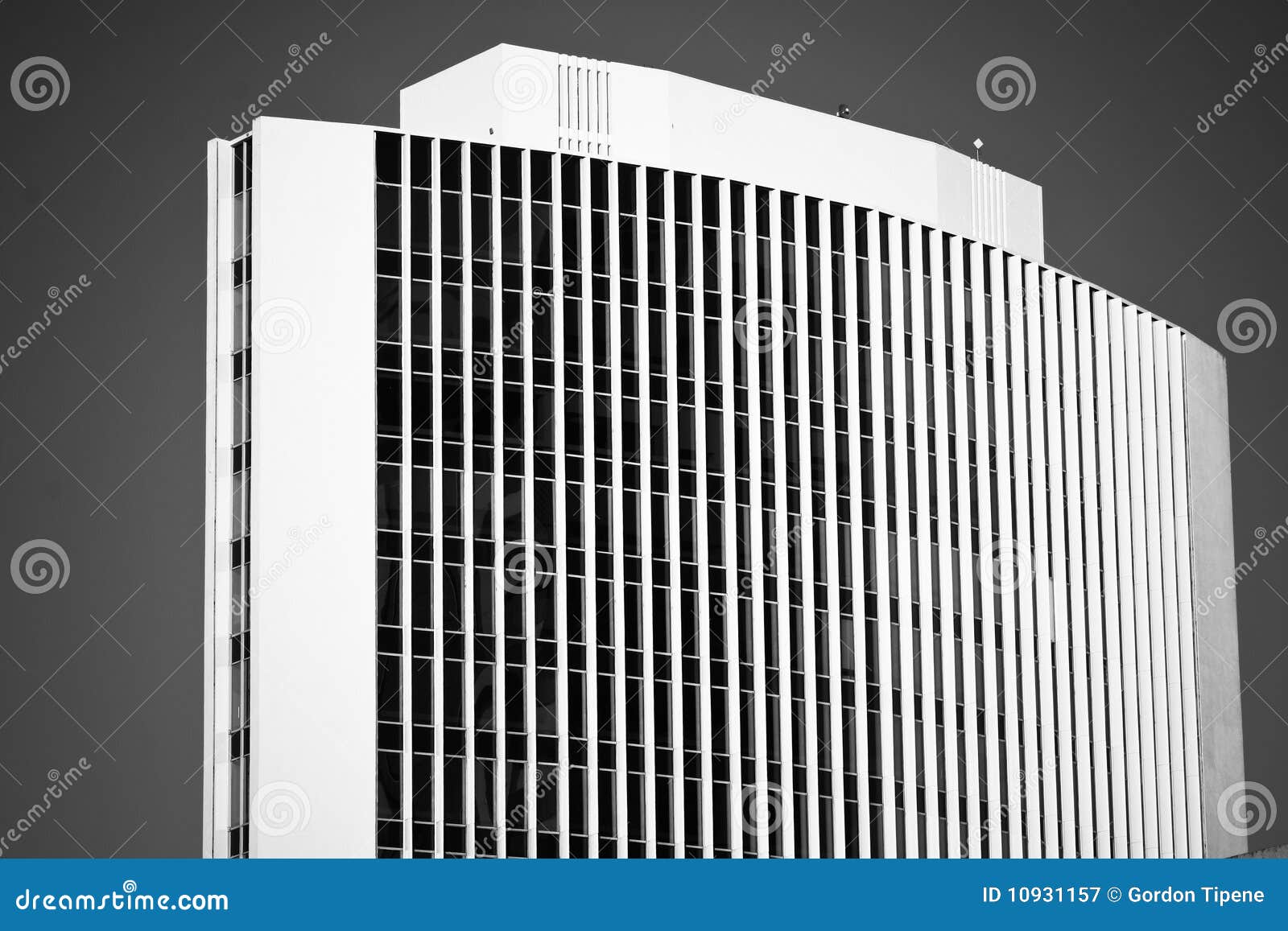 Tall Curved Office Building in Black & White Stock Image - Image of ...