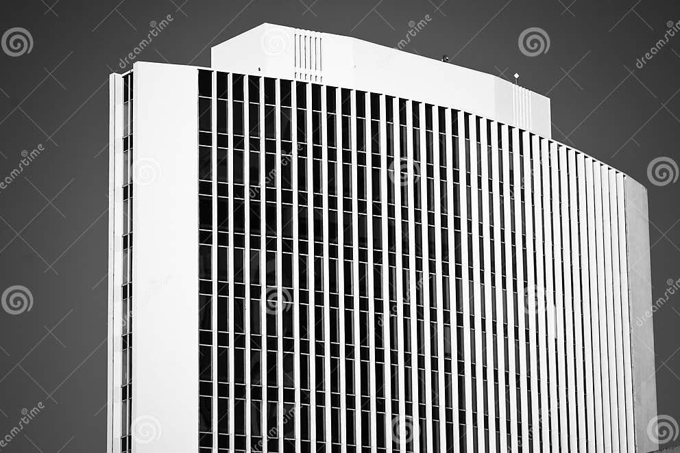 Tall Curved Office Building in Black & White Stock Image - Image of ...