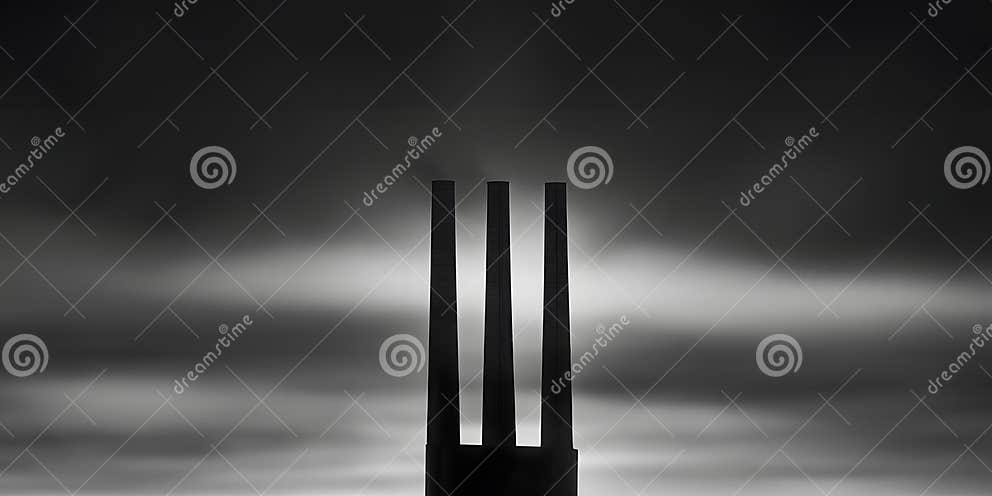 Tall Dark Structure with Illuminated Gradient Background Stock ...