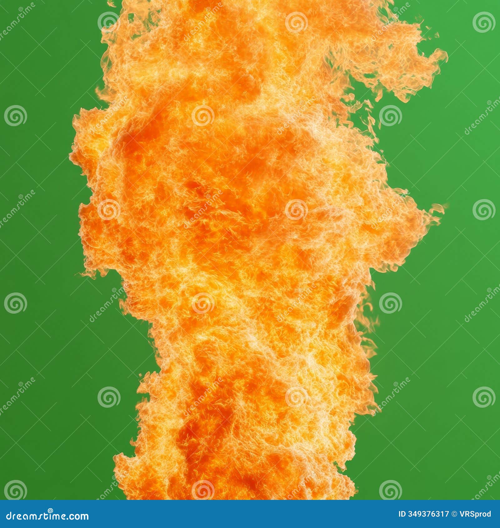 Tall Dynamic Flame Against Green Background for Visual Effects Stock ...