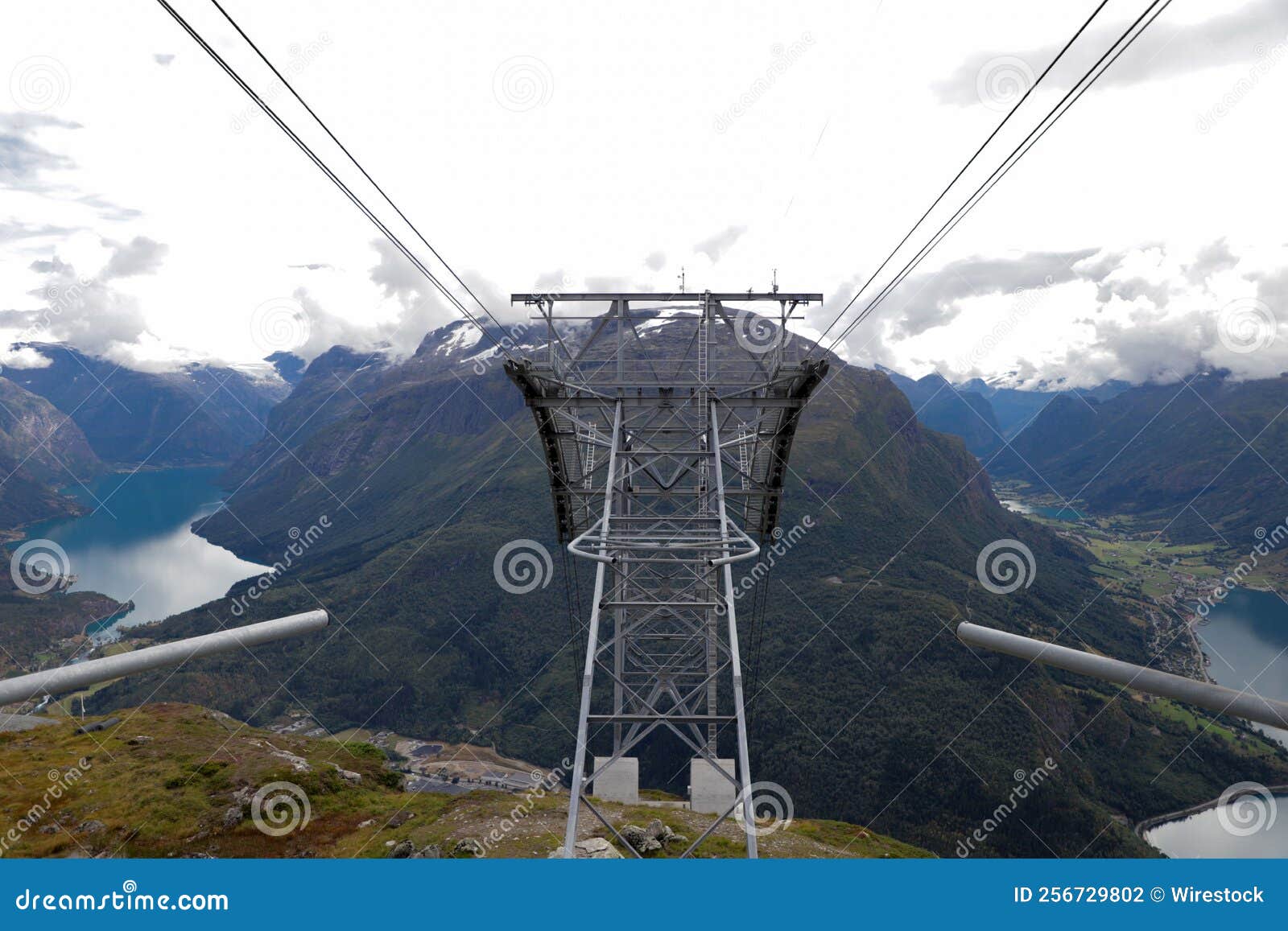Tall Electric Cable Tower with a Mountain Background Stock Photo ...