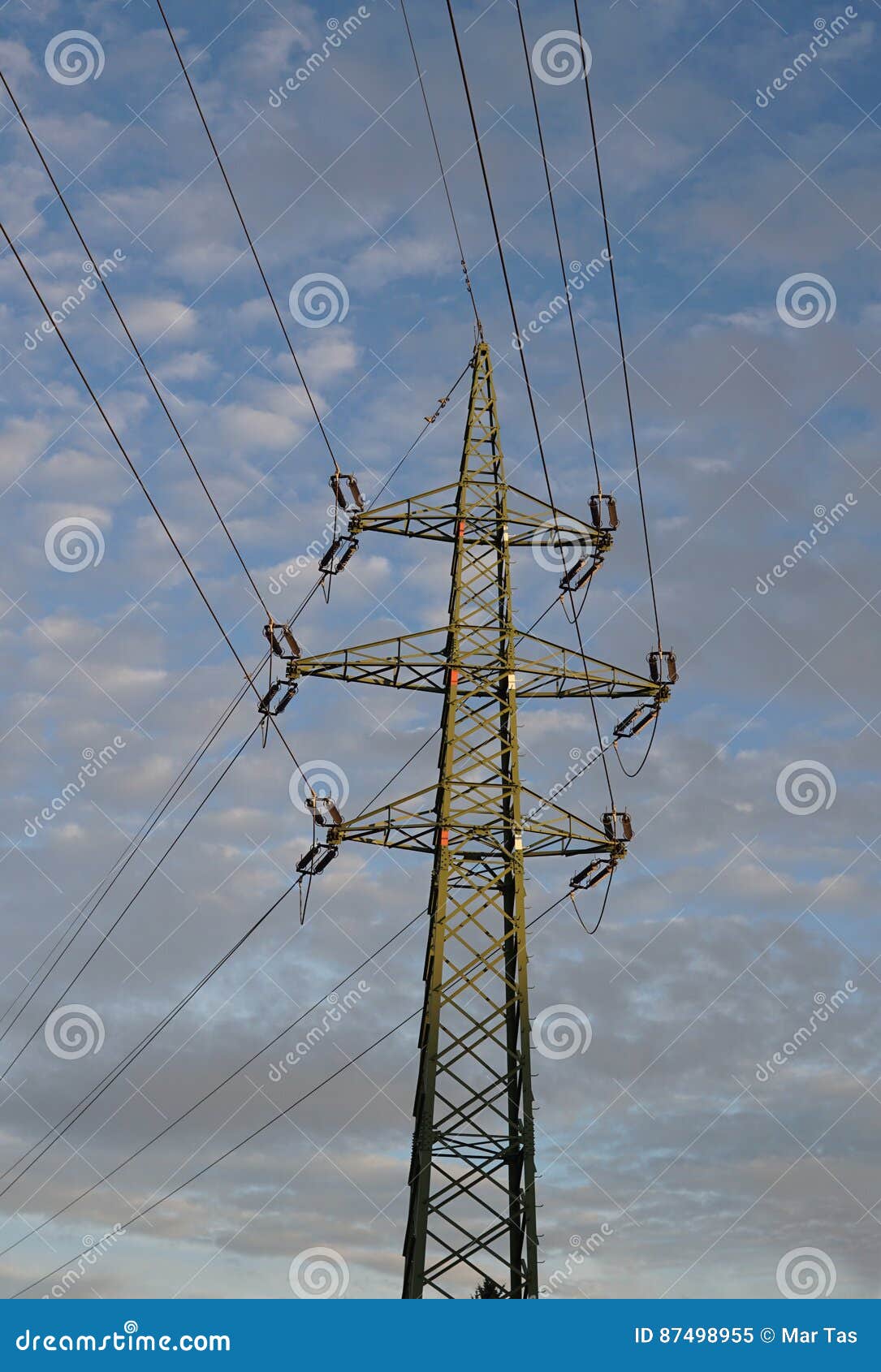 Tall Electric Pylon Leading High Current and Voltage As a Symbol of ...