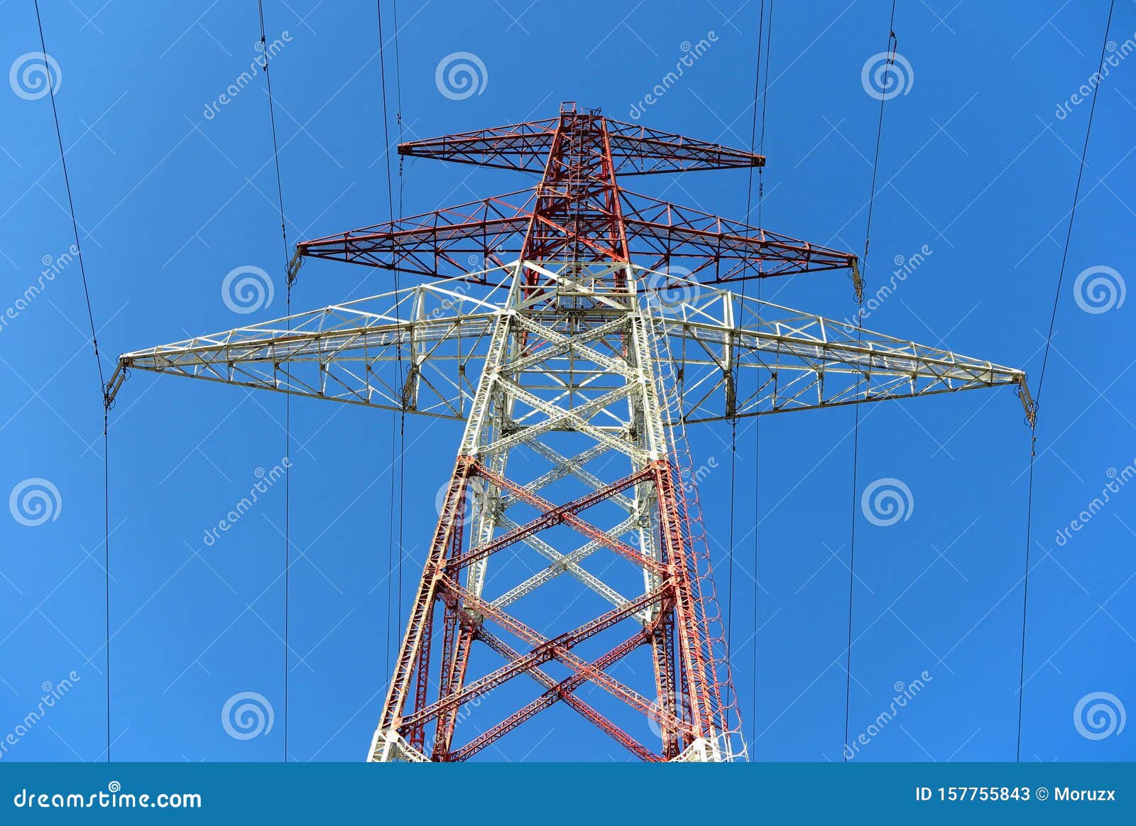 Tall Power Pole with High Voltage Power Lines Stock Image - Image of ...