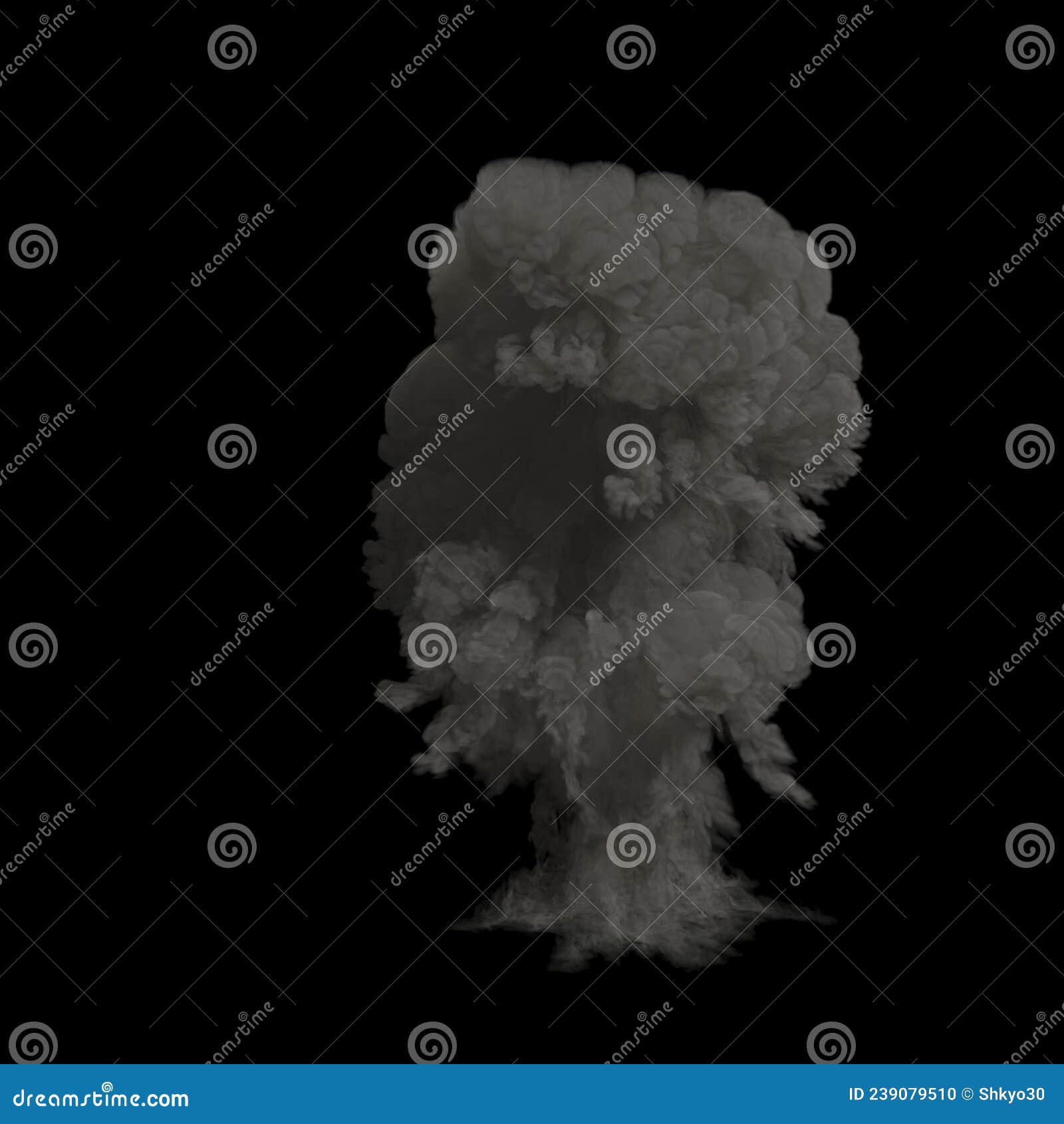 Tall Explosion Smoke Dark Dense and Grey on Black Stock Illustration ...
