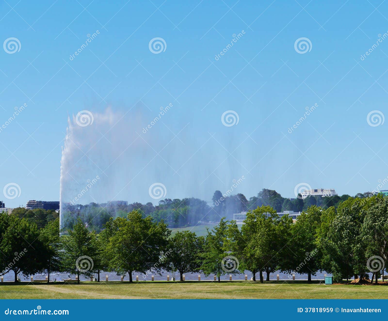 A Tall Fountain in Canberra Stock Image - Image of natural, australia ...