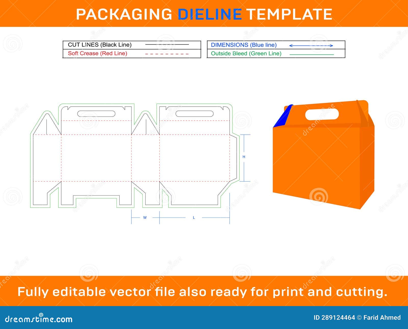 Tall Gable Box, Die Line Template Stock Vector - Illustration of hard ...