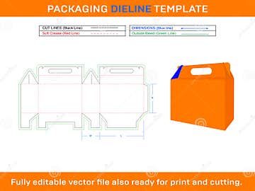 Tall Gable Box, Die Line Template Stock Vector - Illustration of hard ...