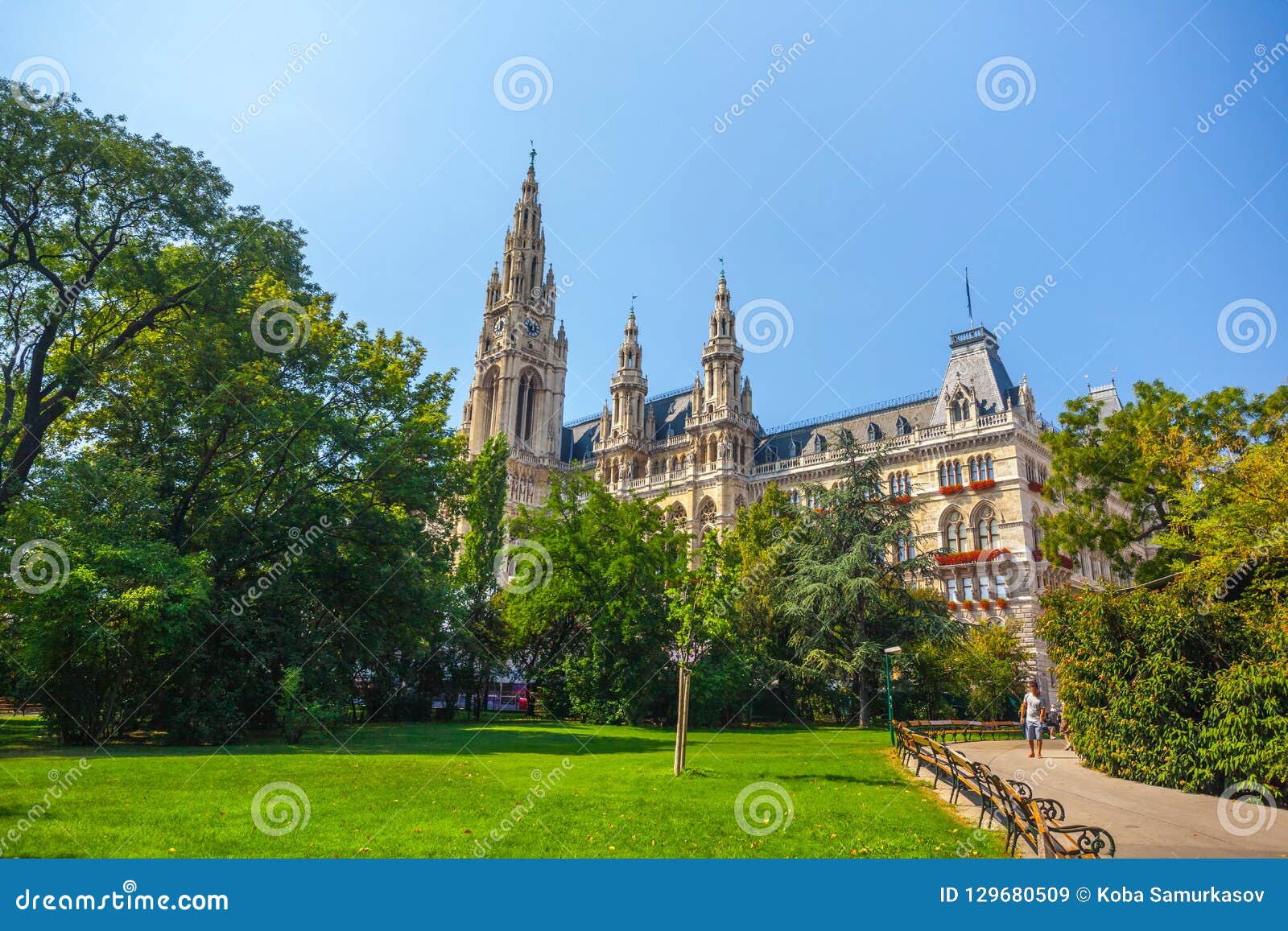 Tall Gothic Building of Vienna City Hall Stock Image - Image of tall ...