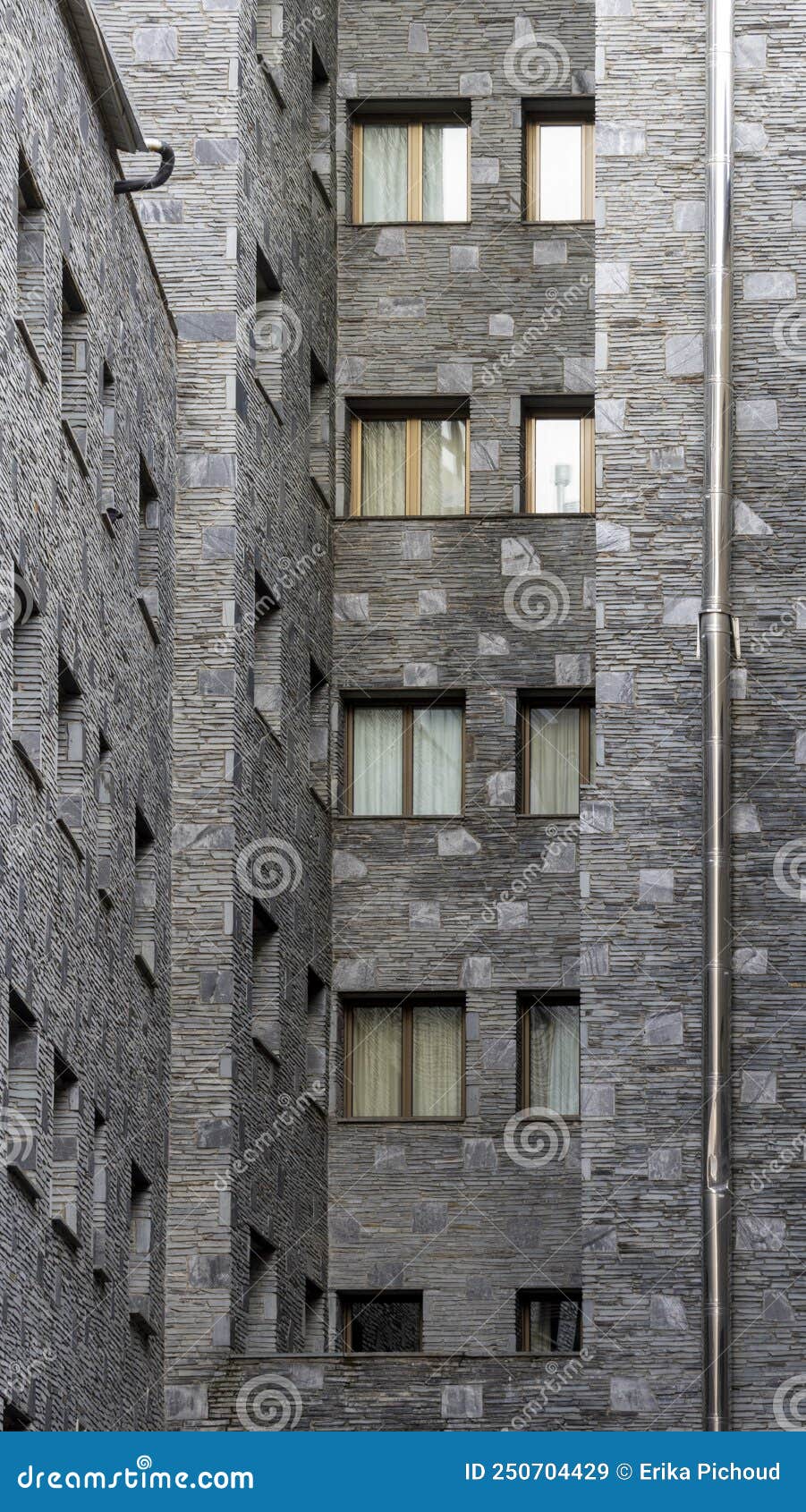 Tall Gray Stone Brick Building, Set of Geometric Shapes Stock Image ...