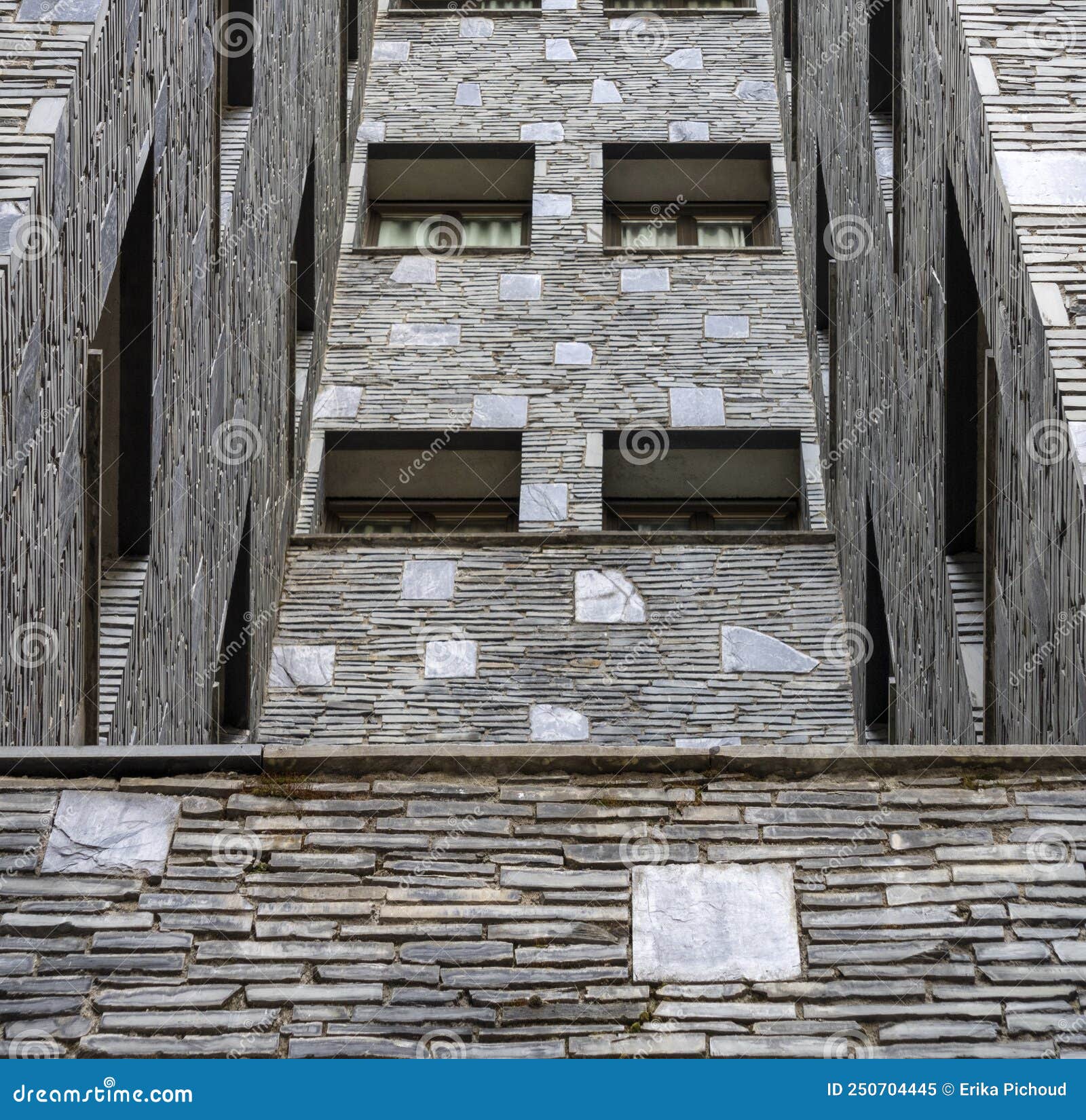 Tall Gray Stone Brick Building, Set of Geometric Shapes Stock Image ...