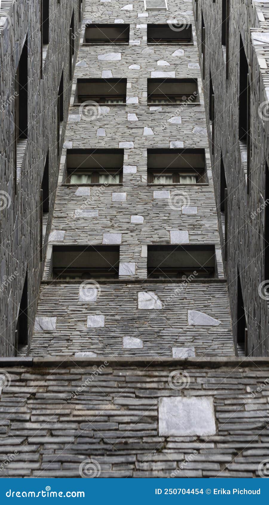 Tall Gray Stone Brick Building, Set of Geometric Shapes Stock Photo ...