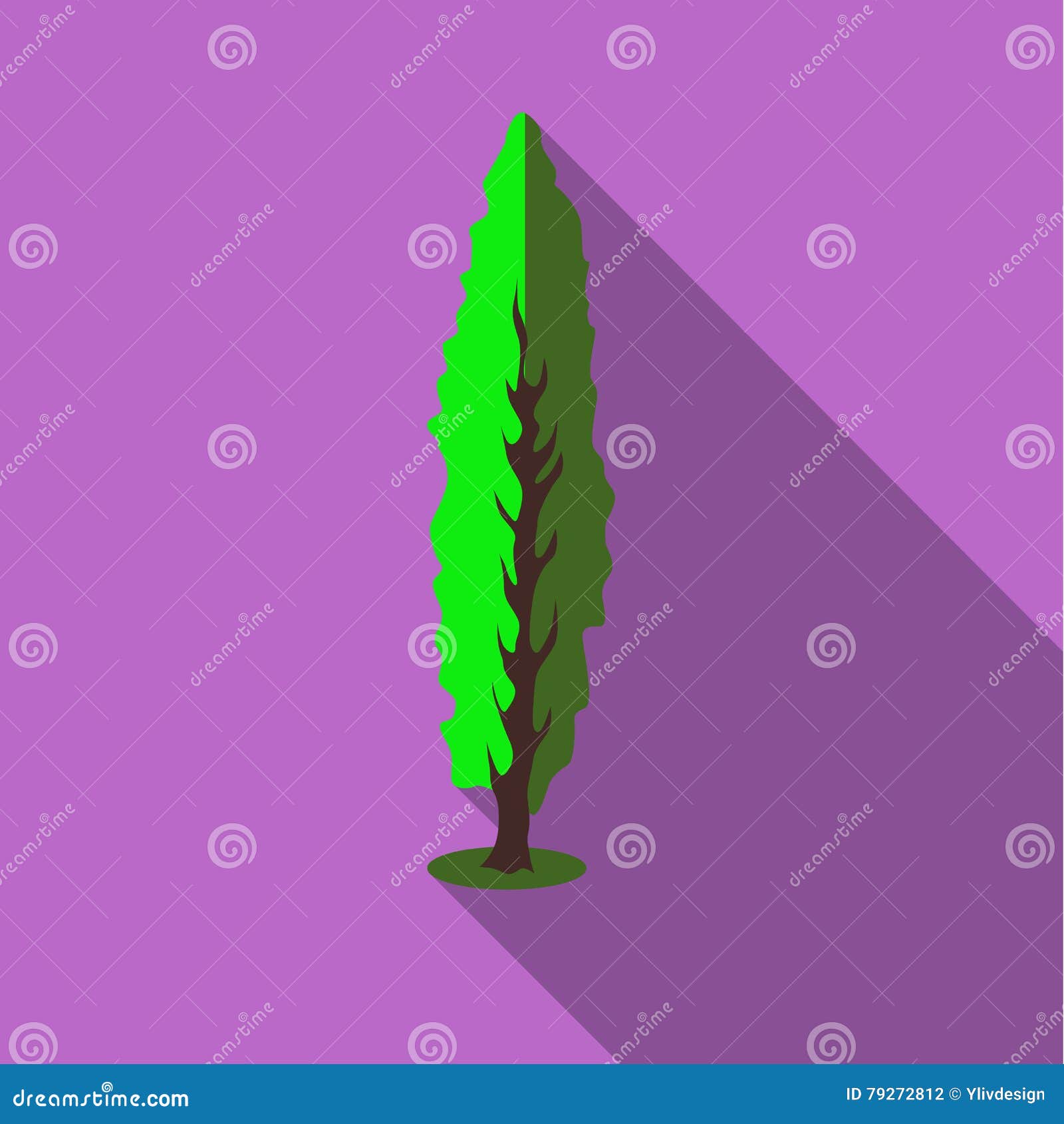 Tall Green Tree Icon, Flat Style Stock Vector - Illustration of color ...