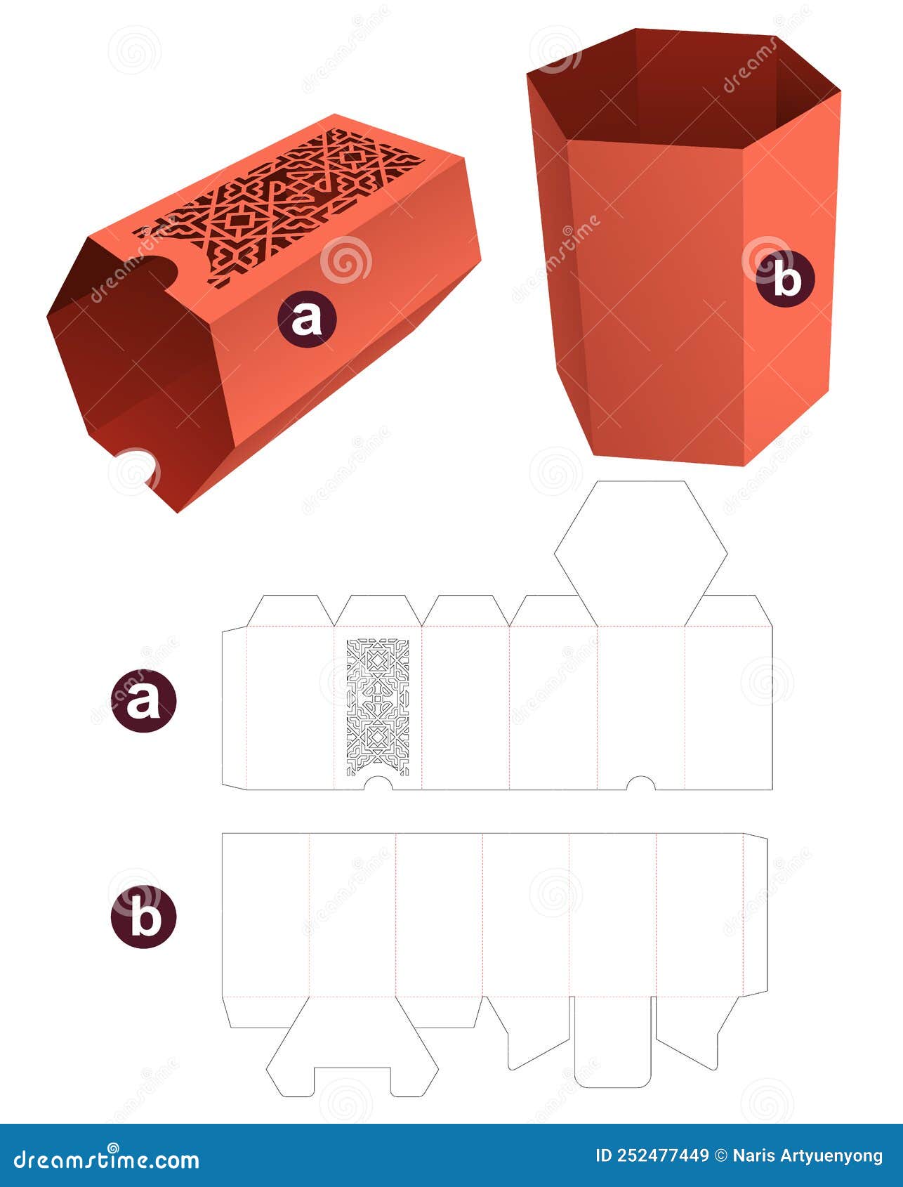 Stenciled Tall Box And House Shaped Cover Die Cut Template Vector ...