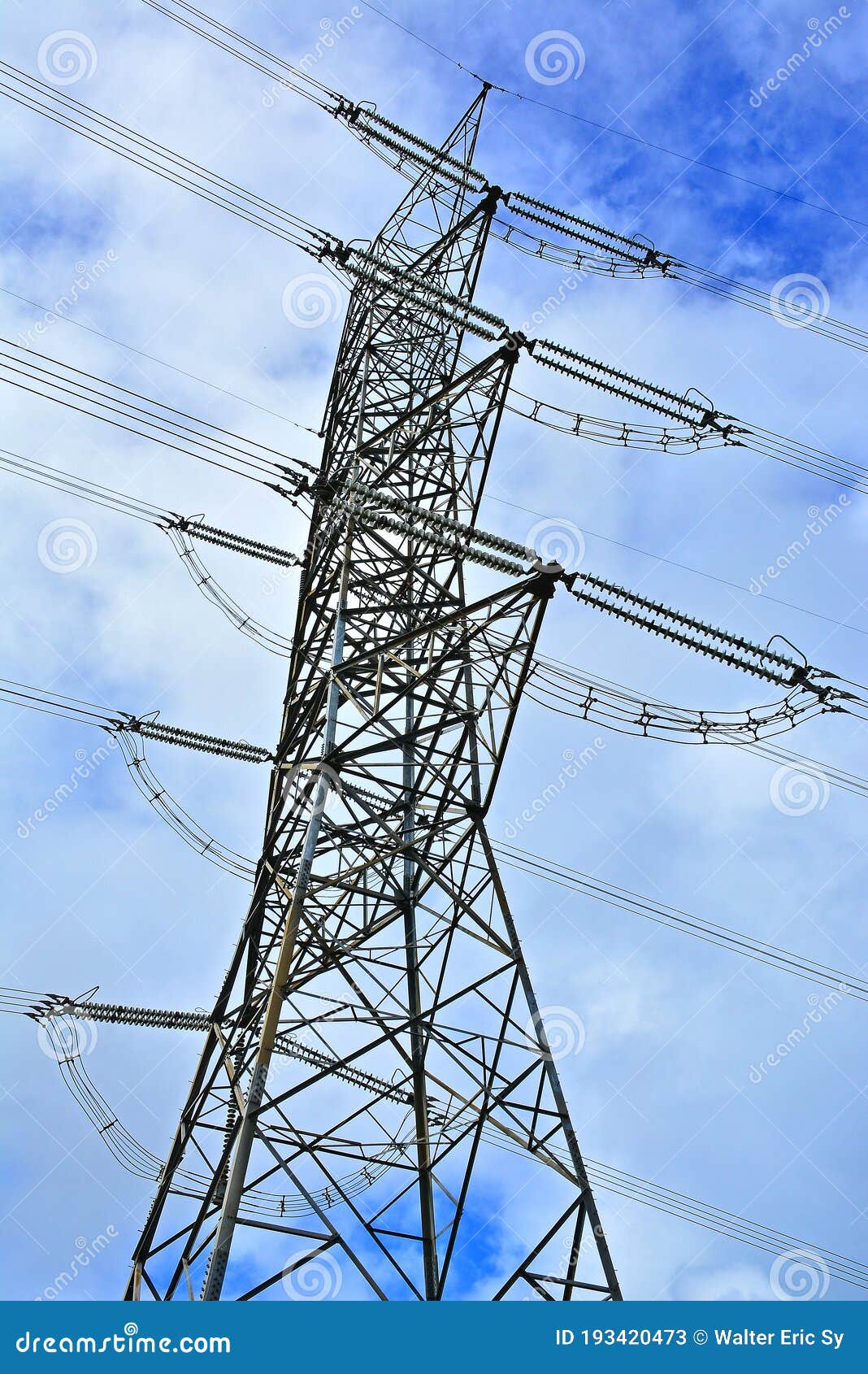 Tall High Electric Tower and Power Lines Stock Image - Image of design ...