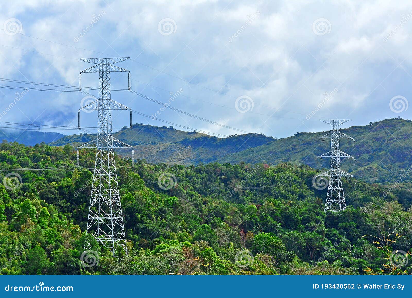 A High Electric Pole With Transformer And Transmission Line On An ...