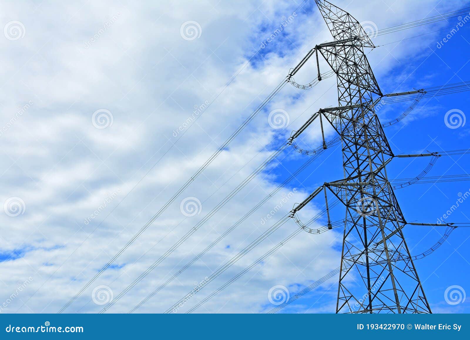 Tall High Electric Tower and Power Lines Stock Photo - Image of ...