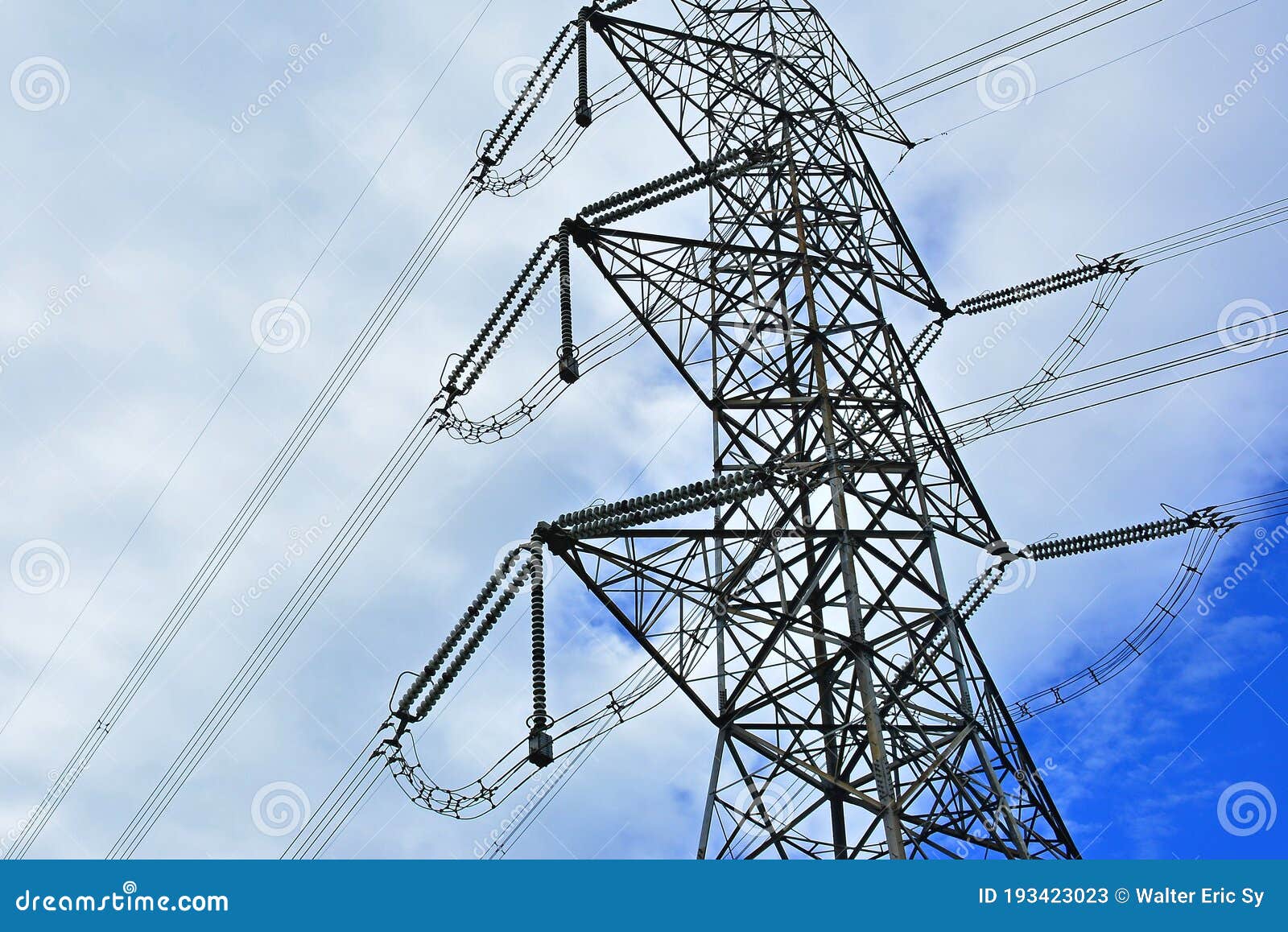 Tall High Electric Tower and Power Lines Stock Image - Image of tour ...