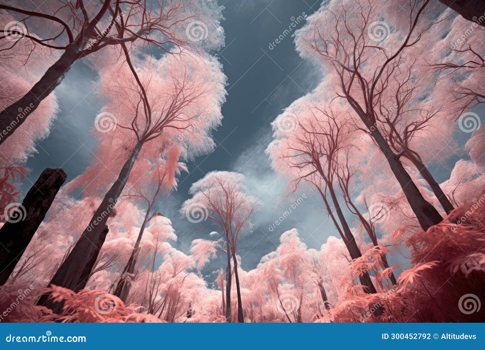 Tall Jungle Trees Reaching for the Sky in Infrared Stock Illustration ...