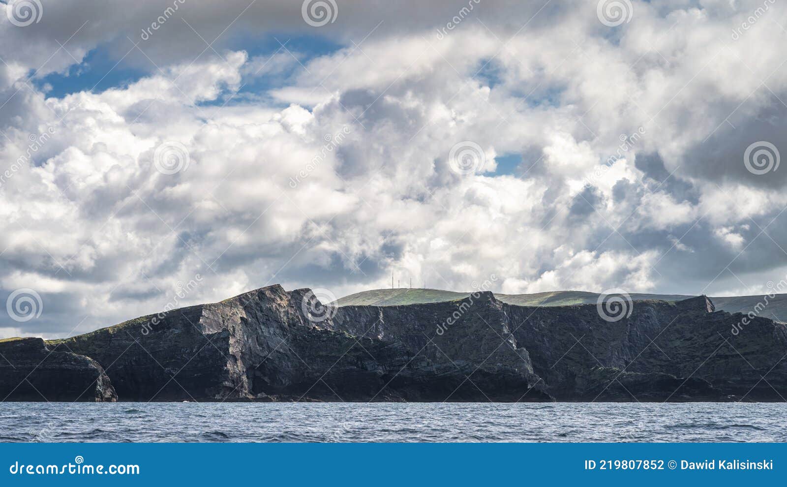 Tall Kerry Cliffs with Dramatic Sky, Seen from a Boat on Atlantic Ocean ...