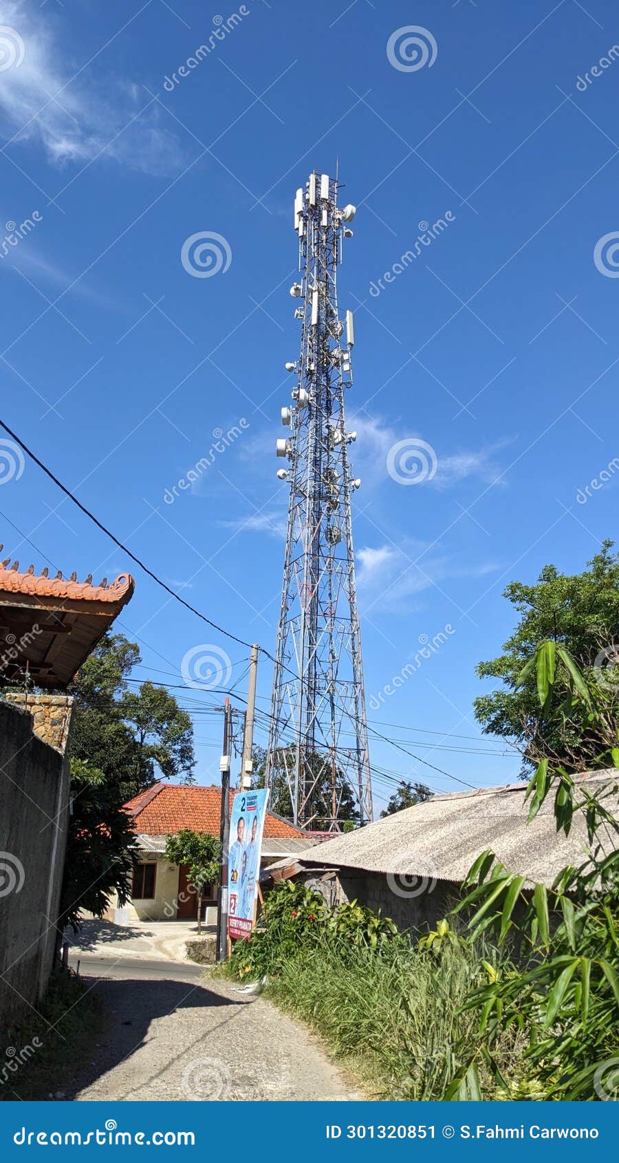 Tall and Large Signal Tower with Views of the Blue Sky Stock Image ...