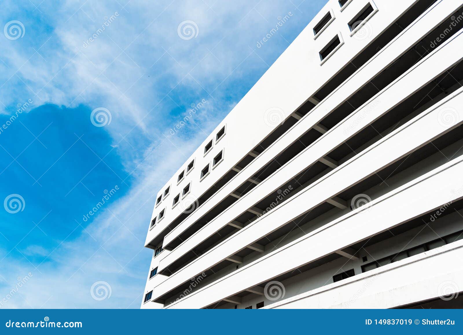 Tall Library in College with Blue Clear Sky and Cloudy. Landscape and ...