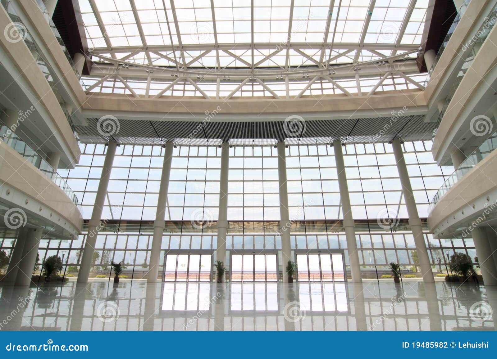 Tall lobby in the hall stock photo. Image of blue, indoor - 19485982
