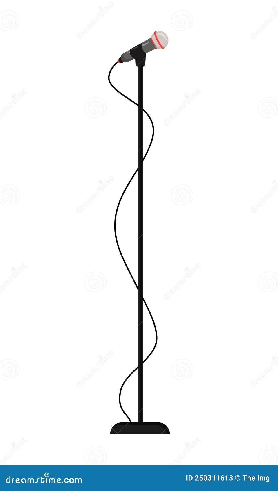 Tall Mic Stand with Microphone Semi Flat Color Vector Object Stock ...