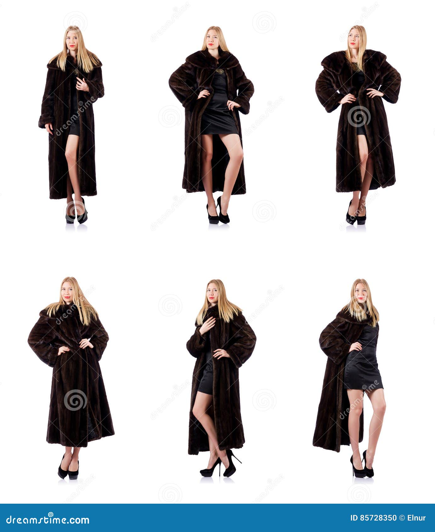 The Tall Model Wearing Fur Coat Stock Photo - Image of elegance ...