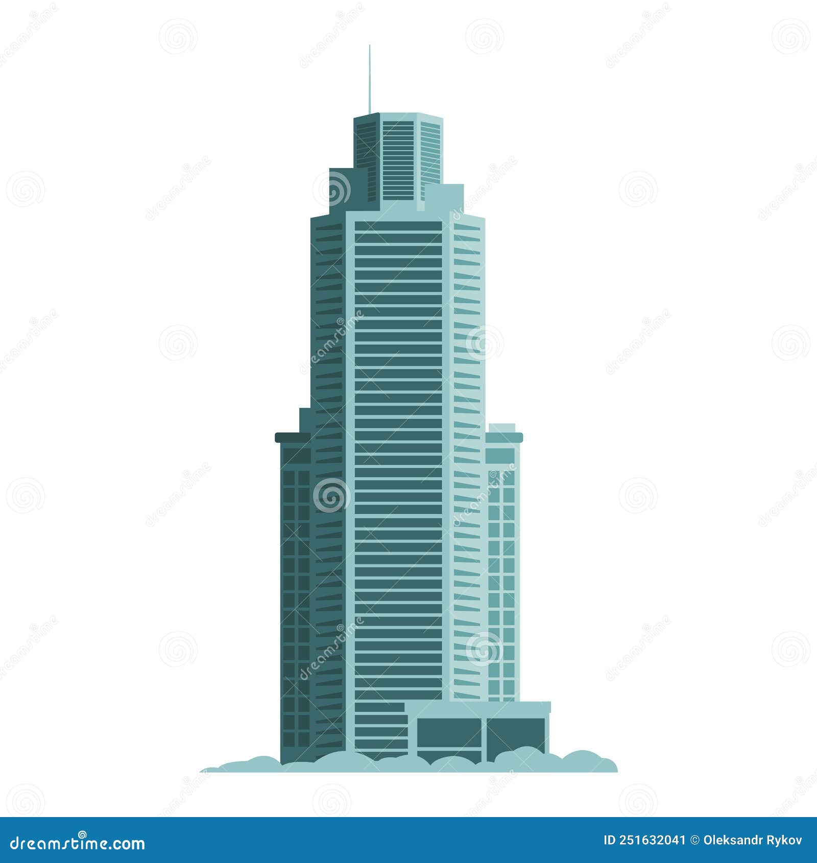 Tall modern building. stock vector. Illustration of center - 251632041