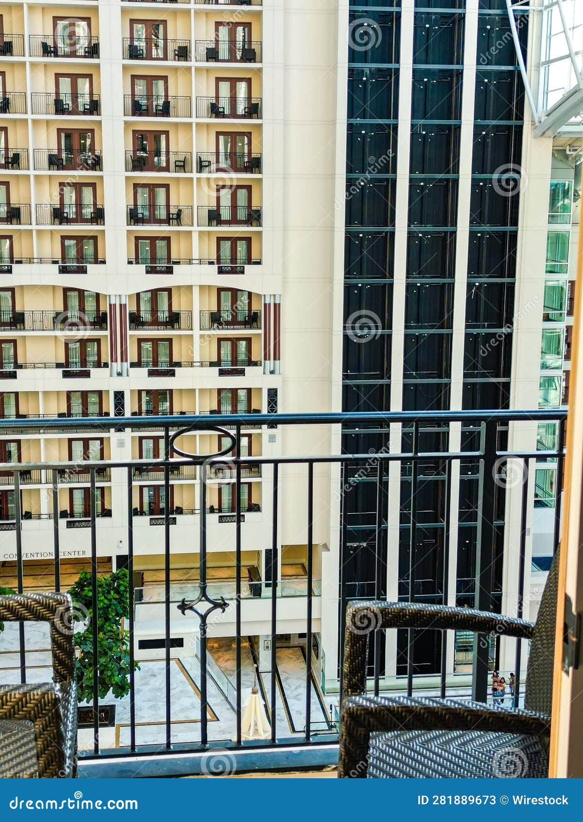 Of a Tall Modern Building from a Balcony Stock Image - Image of ...