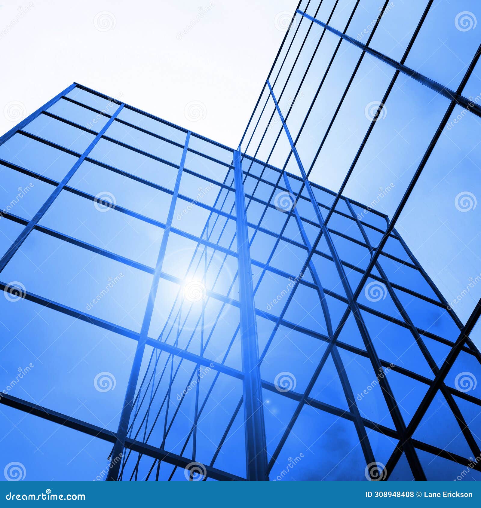 Tall Modern Building Window Reflecting with Sunlight Stock Photo ...