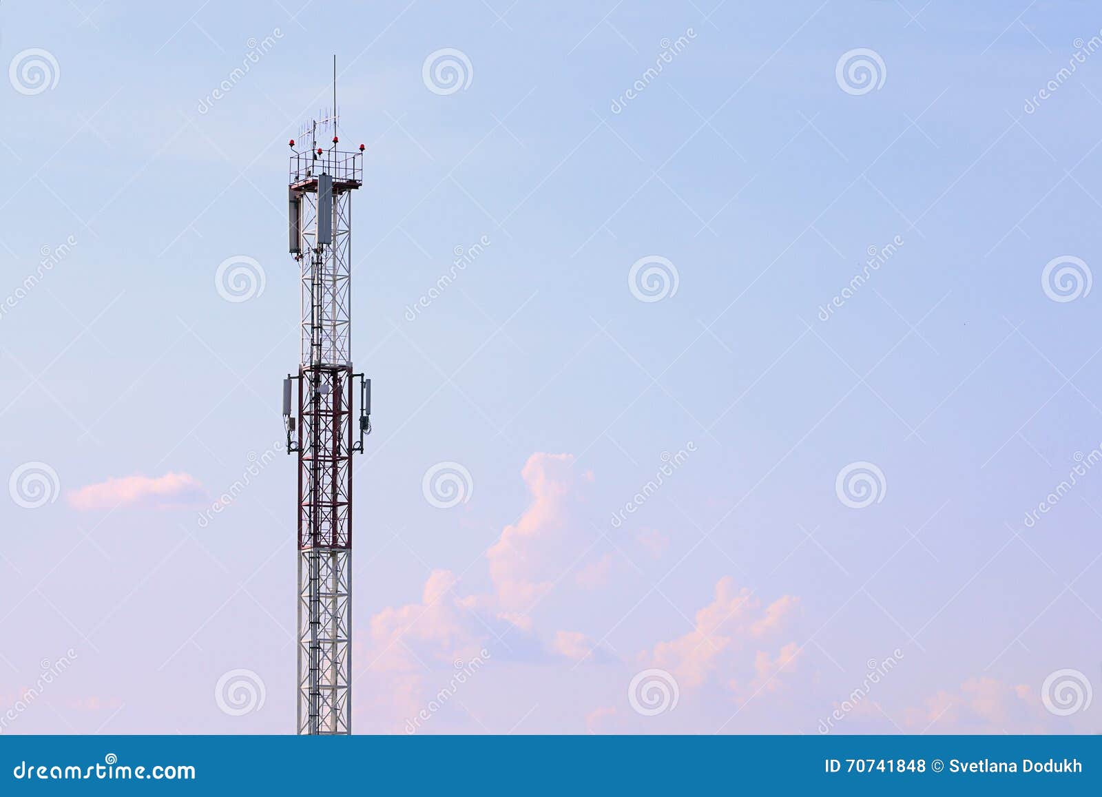 Tall Modern Cell Tower, Clouds and Beautiful Sky Stock Photo - Image of ...