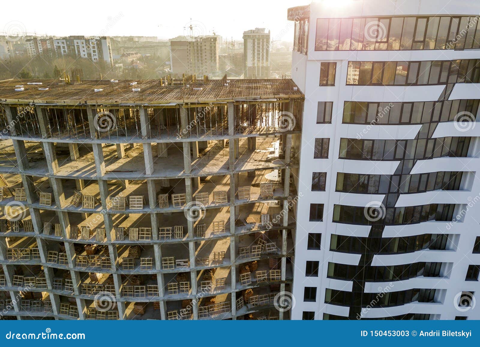 Tall Multi Storied Modern Apartment Or Office Building With Shiny ...